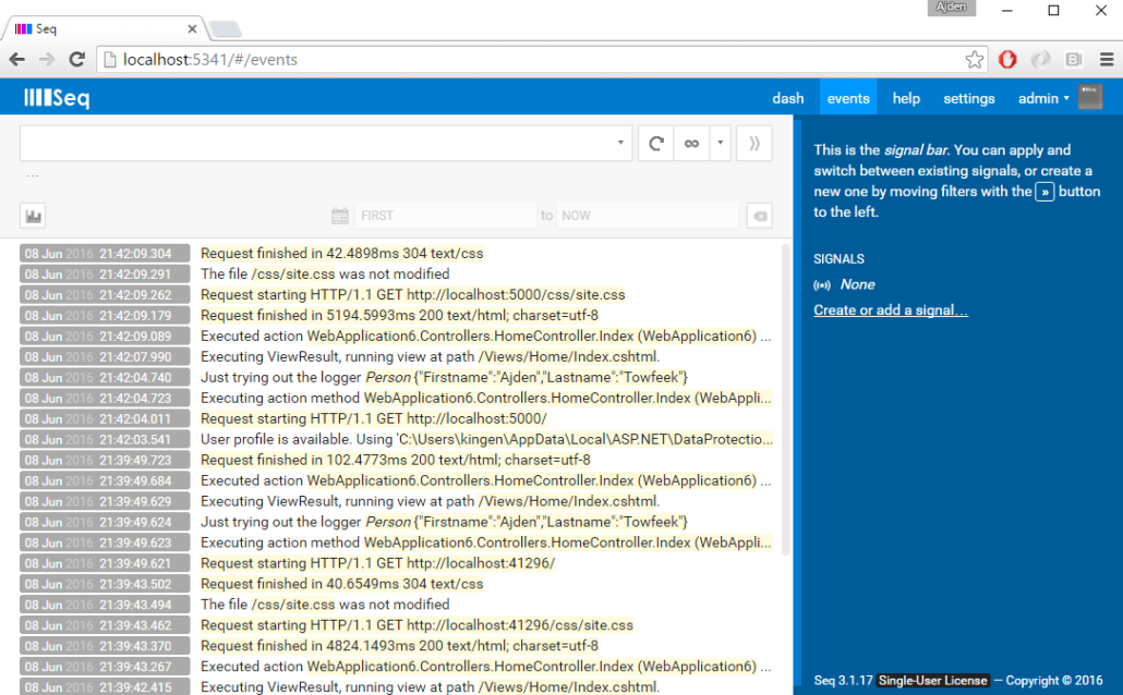 Structured Logging with AspNet Core using Serilog and Seq – Towfeek Solutions AB